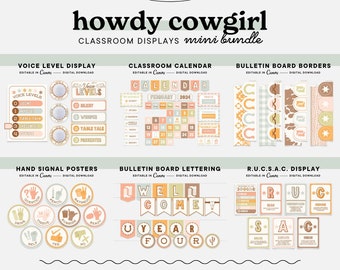 Howdy Cowgirl Classroom Decor Bundle: Canva Templates (digital Download ...
