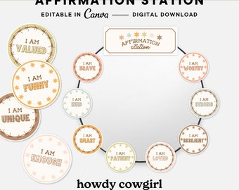 Western Classroom Affirmation Station: Editable Canva Templates ...