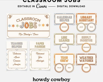 DIGITAL Classroom Jobs Display, Printable, Editable Canva Template ...
