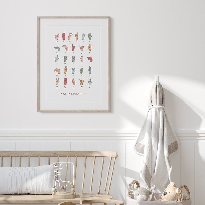 American Sign Language Alphabet Poster, Printable ASL Alphabet Wall Art ...