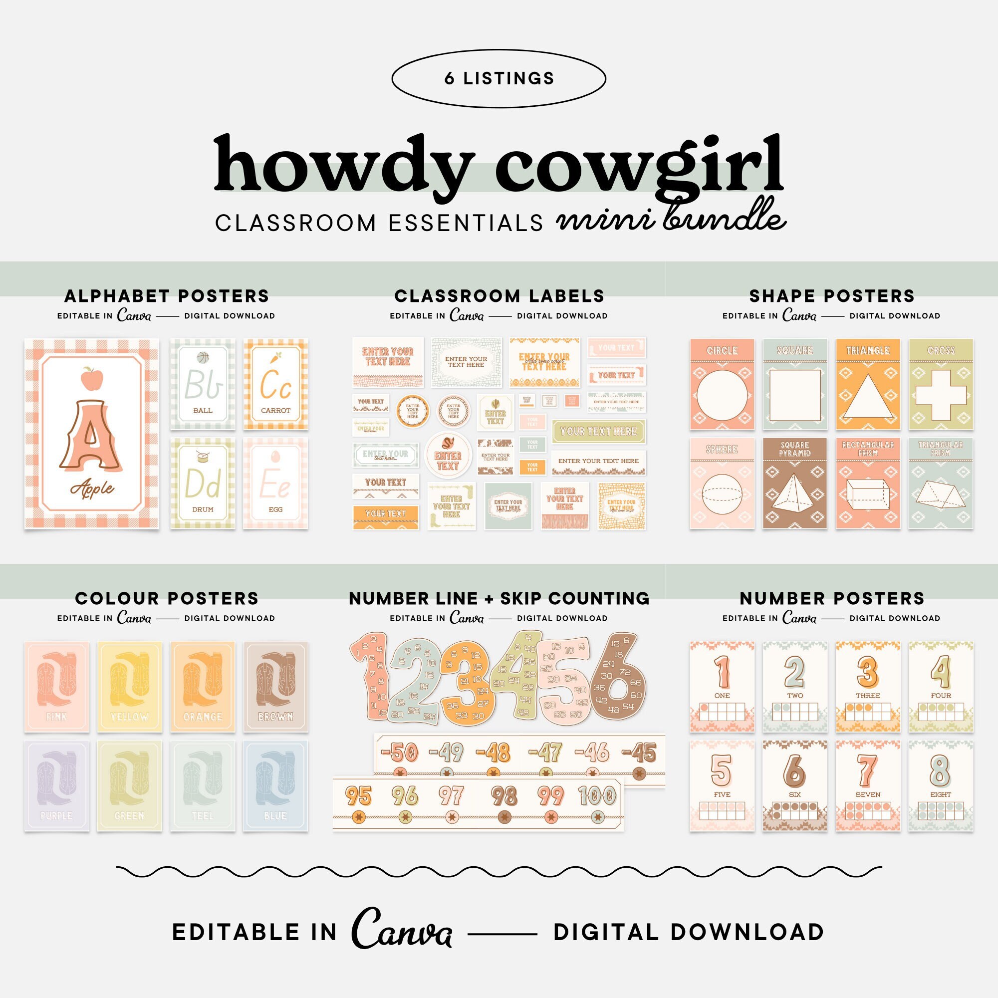 Editable Classroom Essentials Decor Bundle, Howdy Cowgirl Class Display ...
