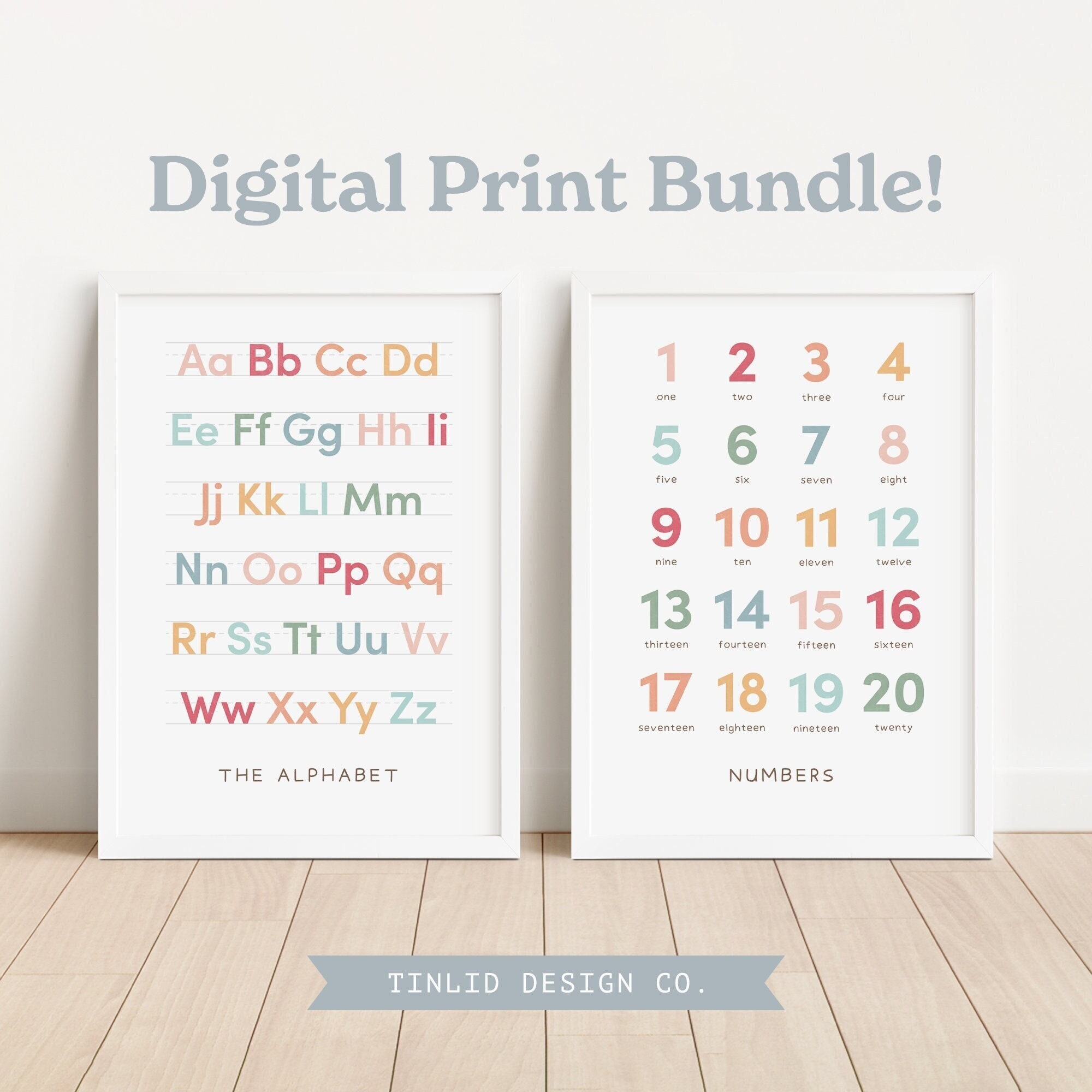 Rainbow Alphabet Poster Numbers Poster ABC Print 1-20 - Etsy Australia