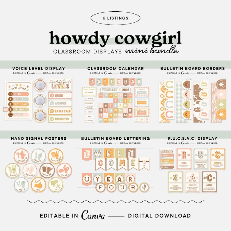 Howdy Cowgirl Classroom Decor Bundle: Canva Templates (digital Download ...