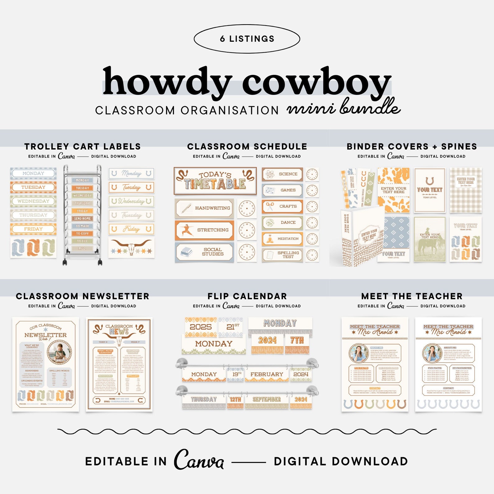 Editable Classroom Organisation Decor Bundle, Howdy Cowgirl Class ...