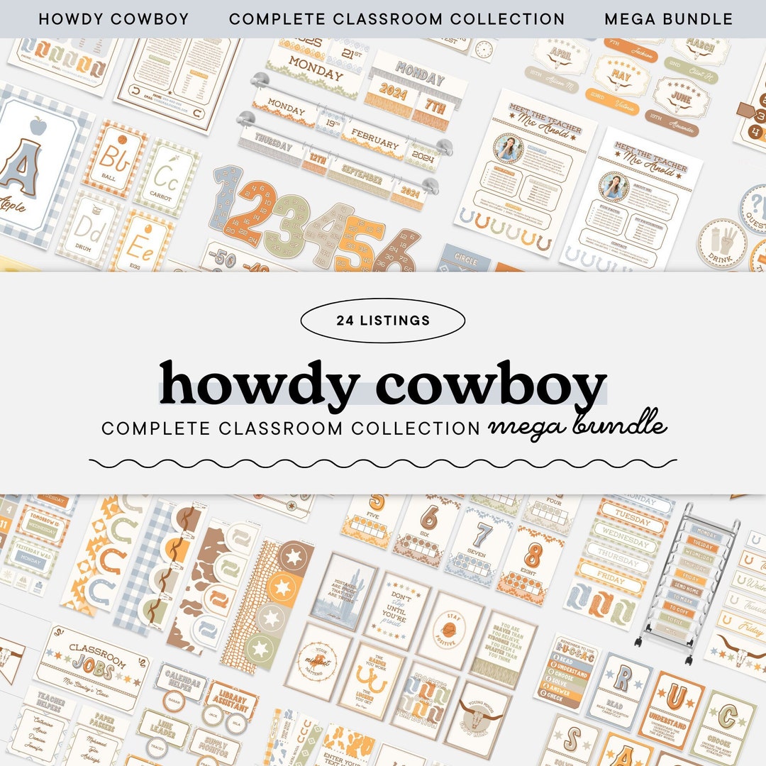 Western Classroom Decor Bundle, Editable Cowboy Theme Teacher Display ...