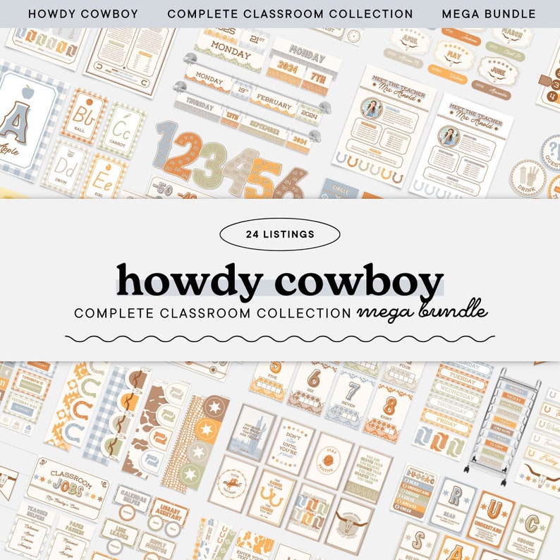 Western Classroom Decor Bundle: Cowboy Theme (canva Templates, Digital ...
