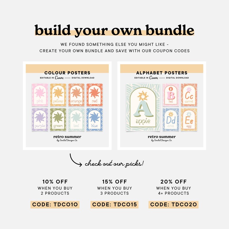 Bright Retro Classroom Labels and Signs, Editable Canva Template ...