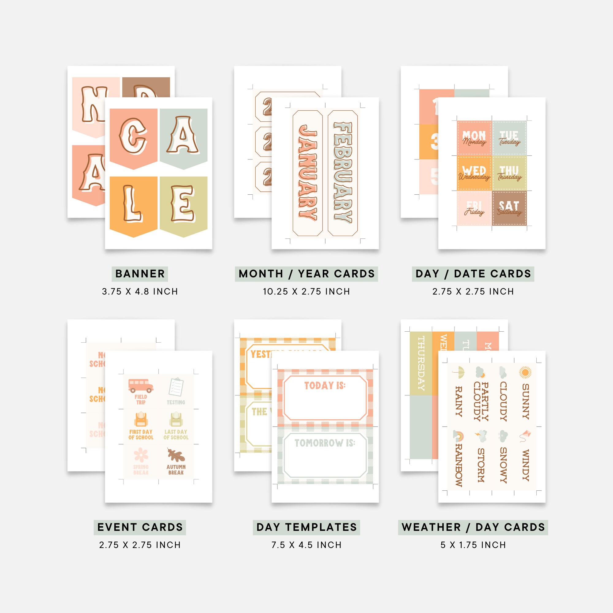 Printable Classroom Calendar, Pocket Chart Calendar, Editable Canva ...