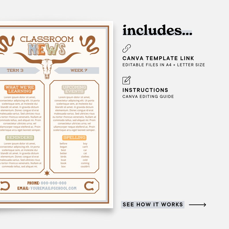 Printable Classroom Newsletter, Back to School, Editable Canva ...