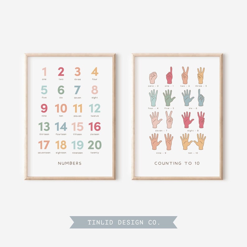 Rainbow Number Poster, Counting Poster Bundle Rainbow Classroom Print ...
