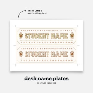 Printable Classroom Desk Plates, Student Name Tags, Editable Canva ...