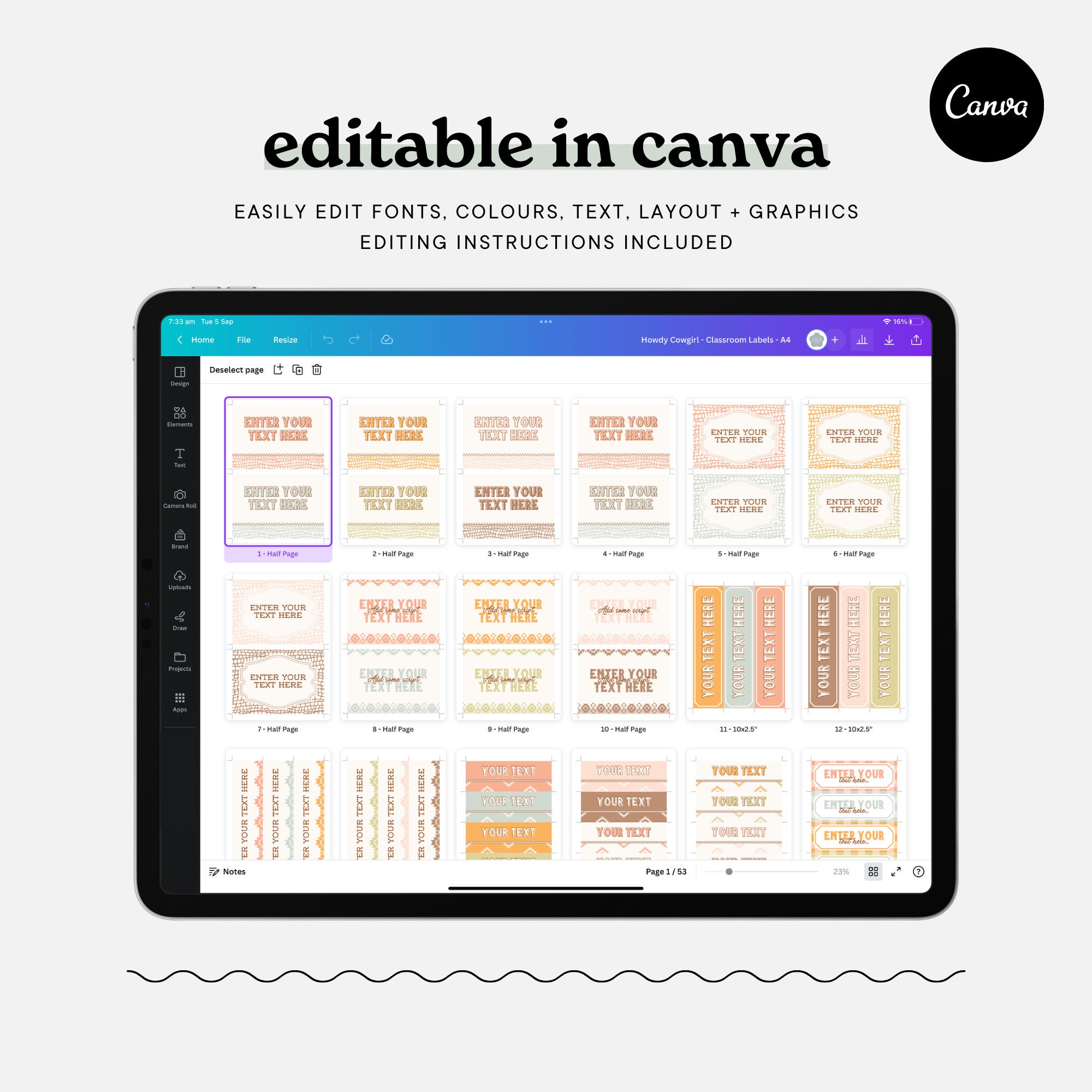 Editable Classroom Essentials Decor Bundle, Howdy Cowgirl Class Display ...