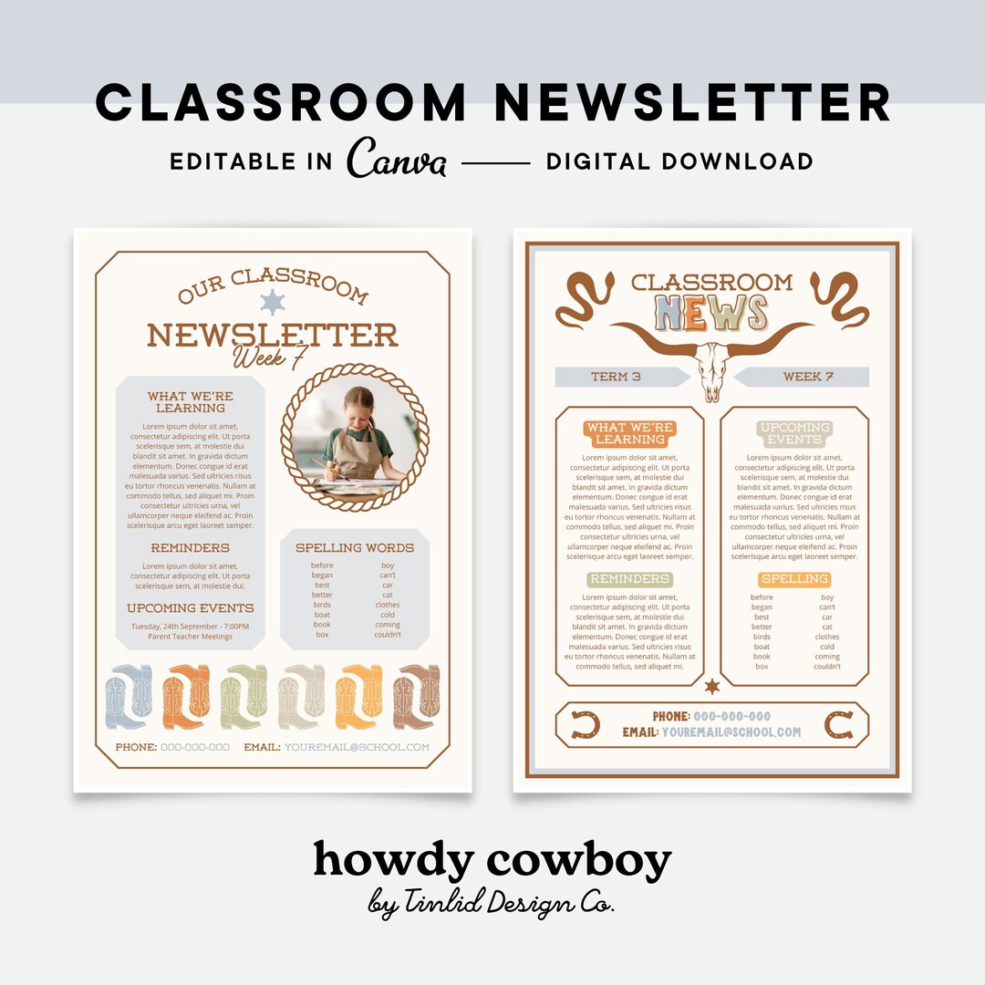 Printable Classroom Newsletter, Back to School, Editable Canva ...