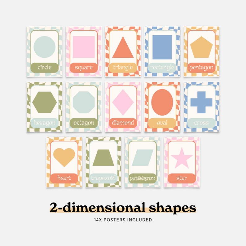 Retro Classroom Shape Posters: Editable Canva Templates (digital ...