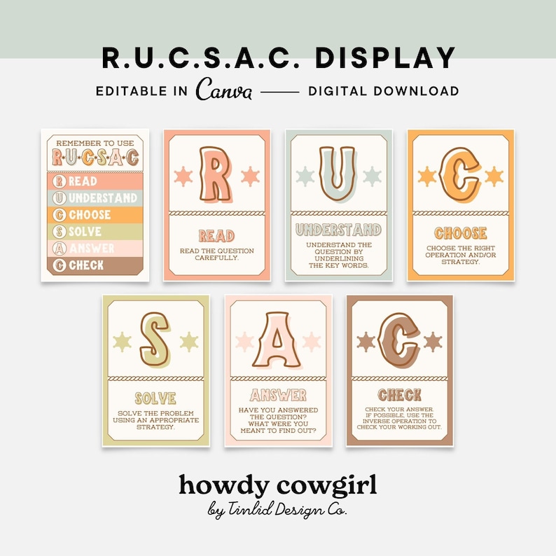 RUCSAC Problem Solving Classroom Display: Western Decor (editable Canva ...