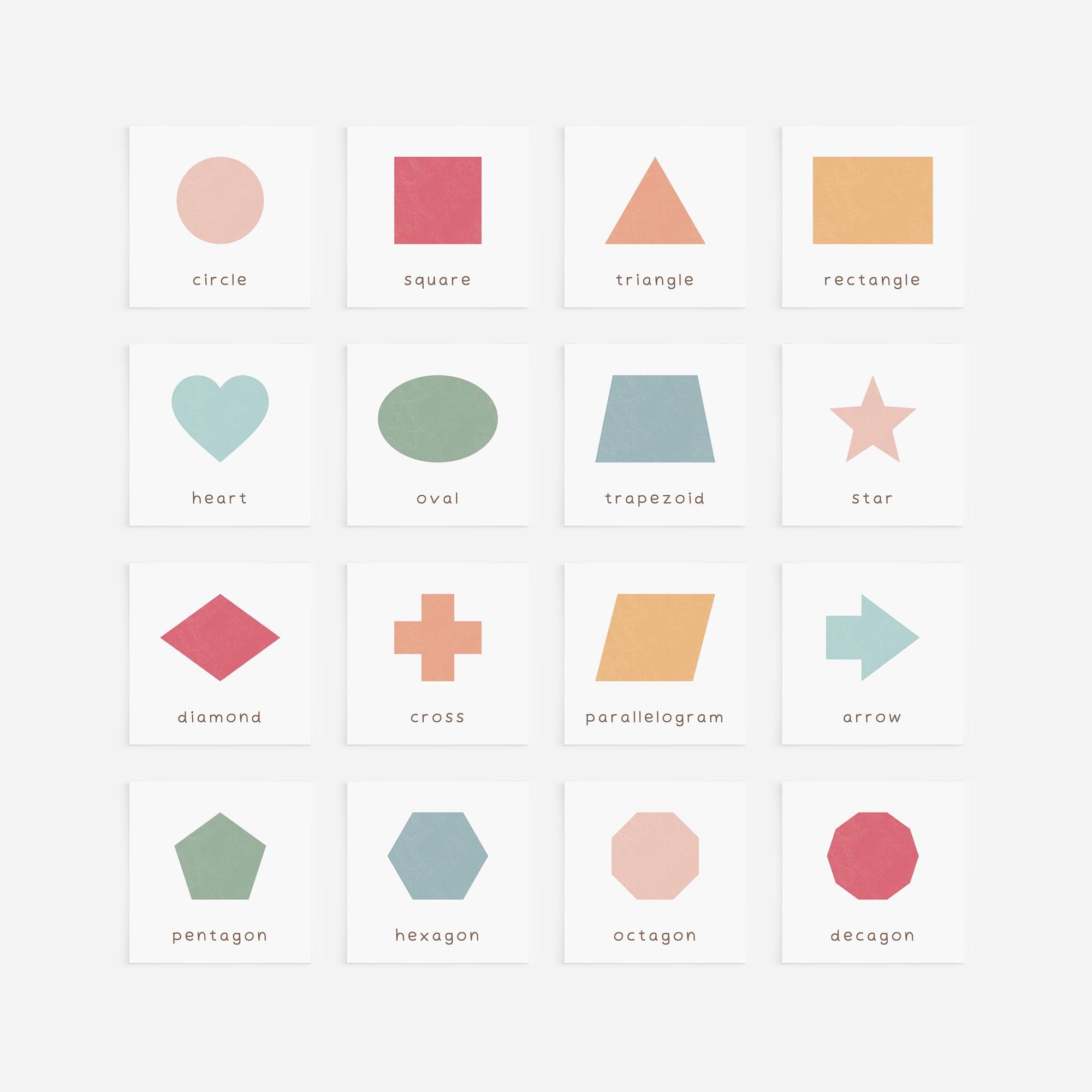 Rainbow Shapes Flash Cards: Montessori Homeschool Printable (digital ...