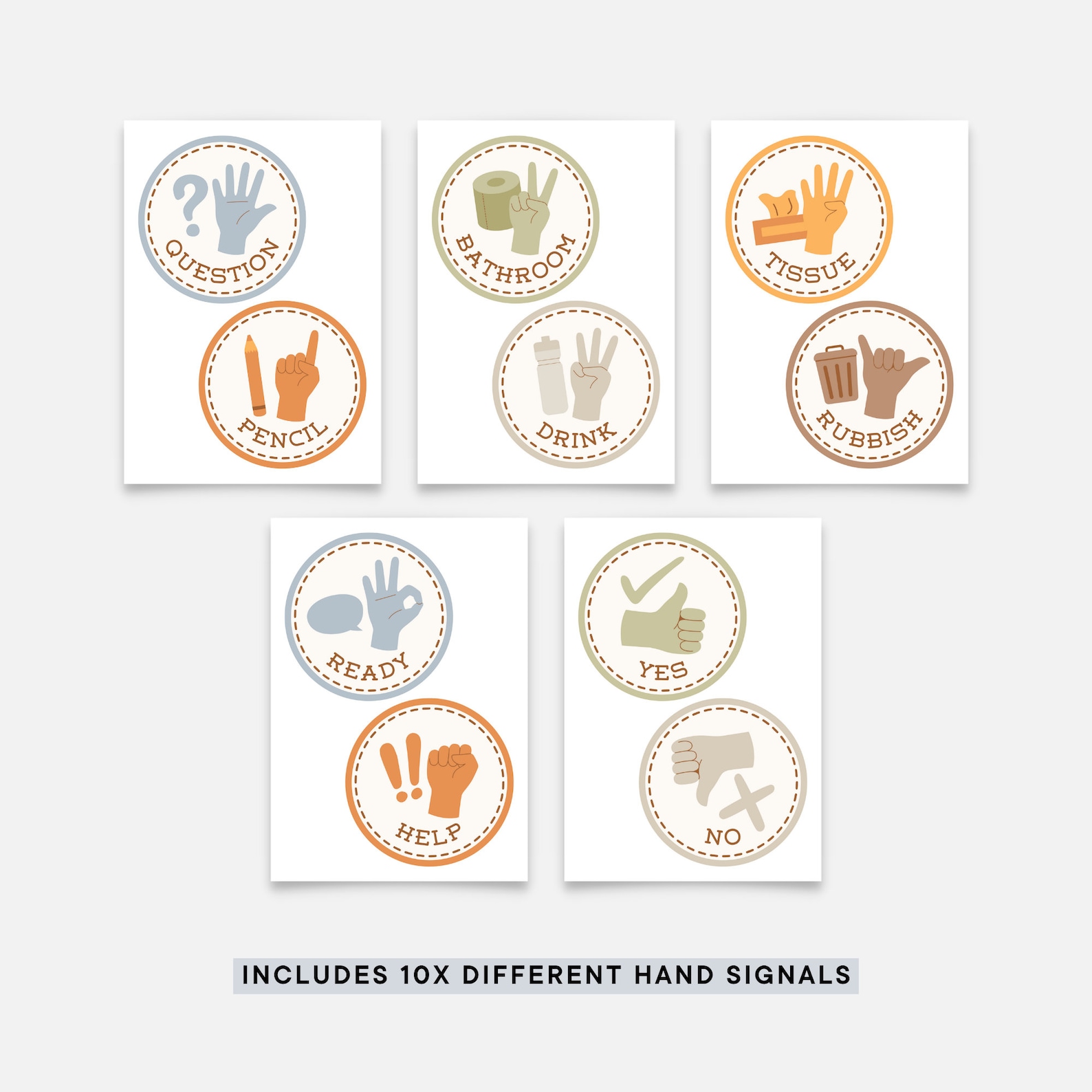 Printable Classroom Hand Signal Posters, Editable Canva Template ...