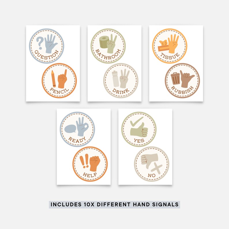 Printable Classroom Hand Signal Posters, Editable Canva Template ...