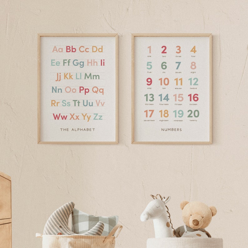 Rainbow Alphabet Poster Numbers Poster ABC Print 1-20 - Etsy Australia