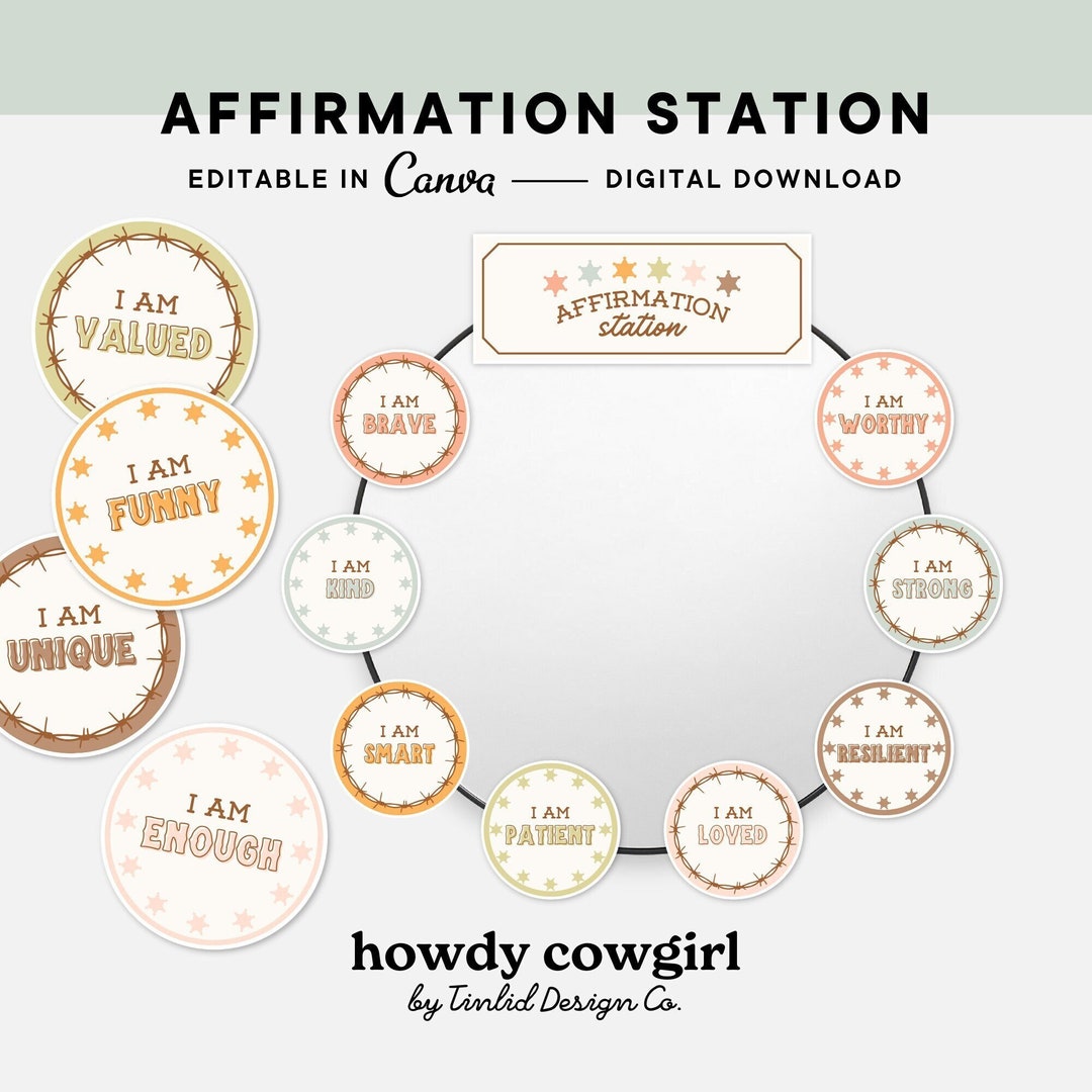 Western Classroom Affirmation Station: Editable Canva Templates ...