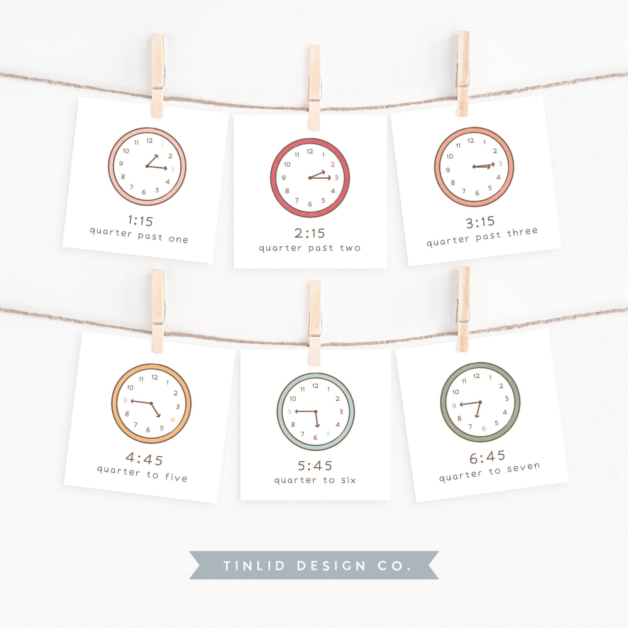 Telling the Time Flash Cards, Quarter Past Flashcards, Quarter to ...