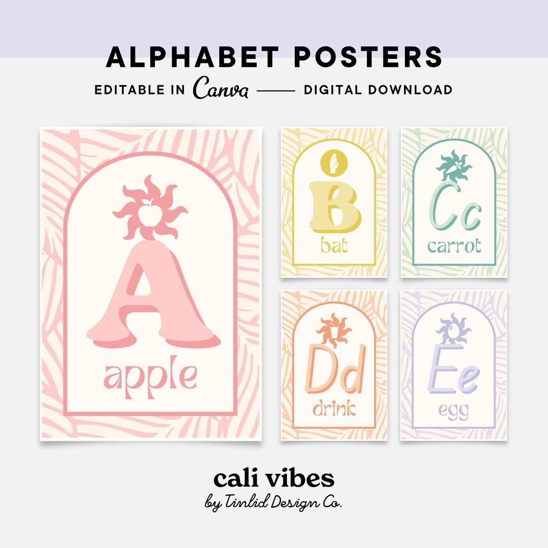 Printable Alphabet Posters, Classroom Display, Editable Canva Class ...