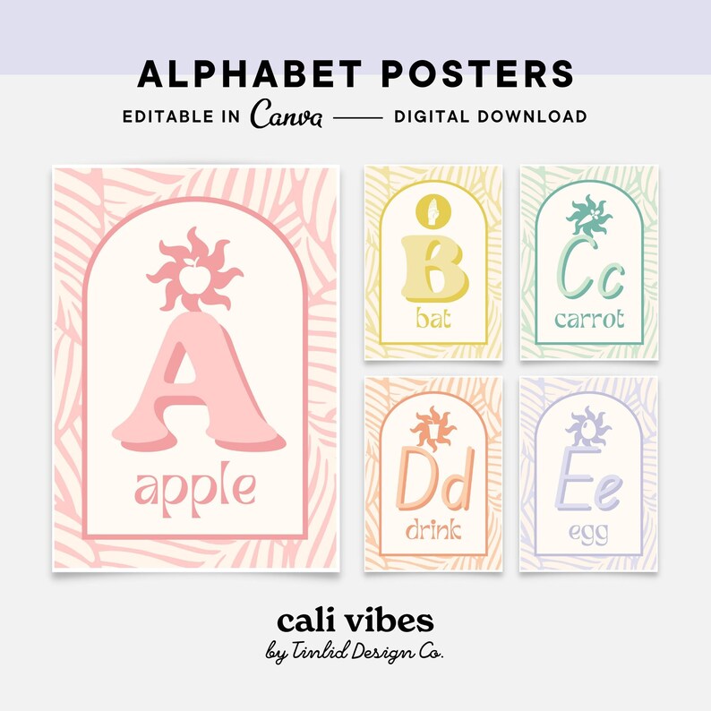 Printable Alphabet Posters, Classroom Display, Editable Canva Class ...