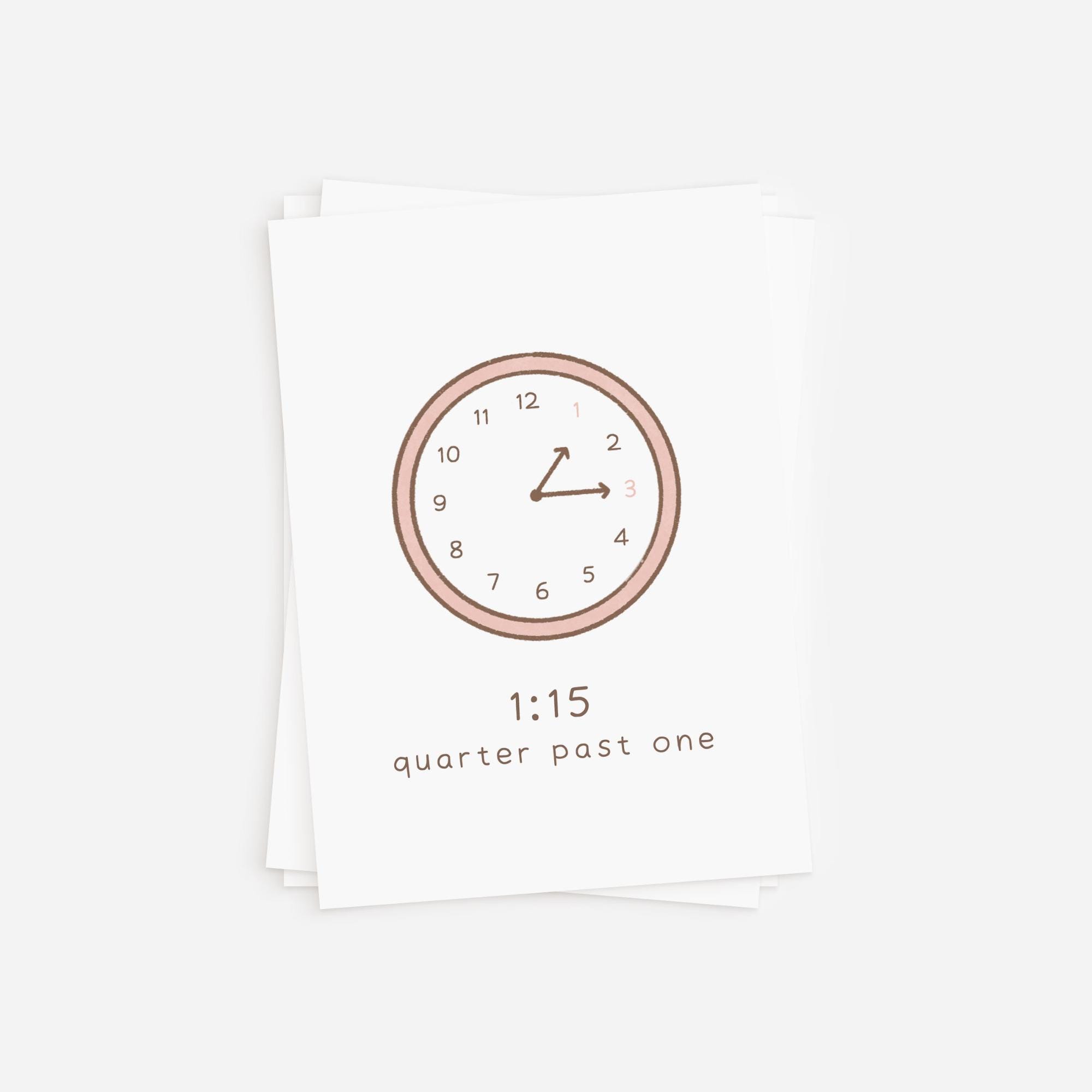 Telling the Time Flash Cards, Quarter Past Flashcards, Quarter to ...