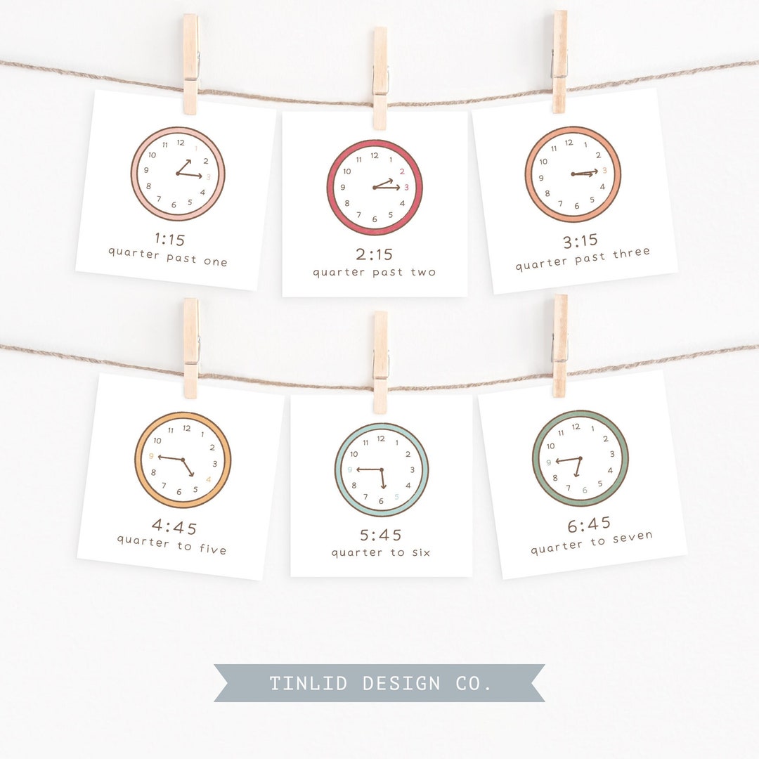 Telling the Time Flash Cards, Quarter Past Flashcards, Quarter to ...