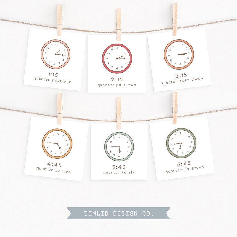 Telling the Time Flash Cards Quarter Past Flashcards Quarter - Etsy