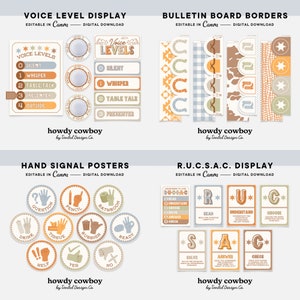 Editable Classroom Display Bundle, Howdy Cowboy Class Decor Collection ...