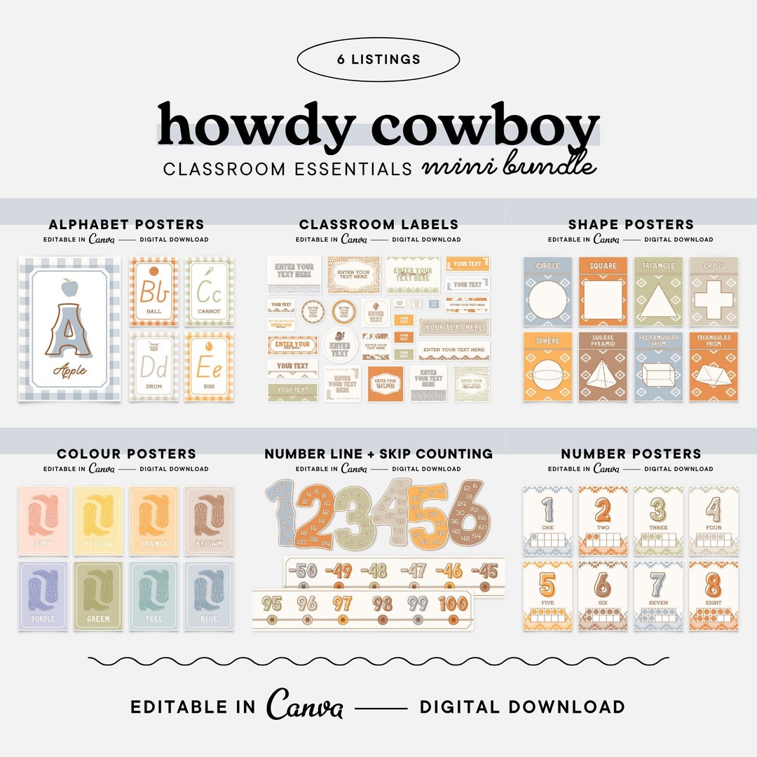 Editable Classroom Essentials Decor Bundle, Howdy Cowgirl Class Display ...