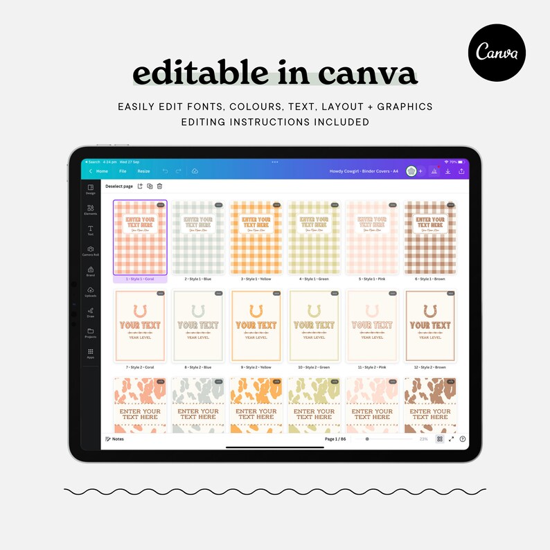 Printable Binder Covers and Spines, Editable Canva Templates, Teacher ...