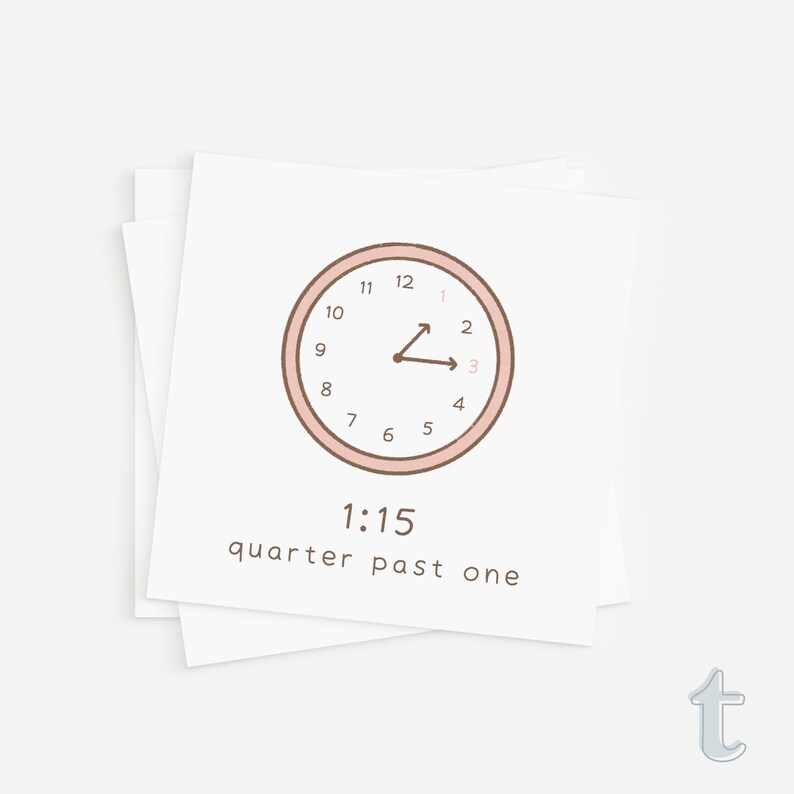 Telling the Time Flash Cards Quarter Past Flashcards Quarter - Etsy