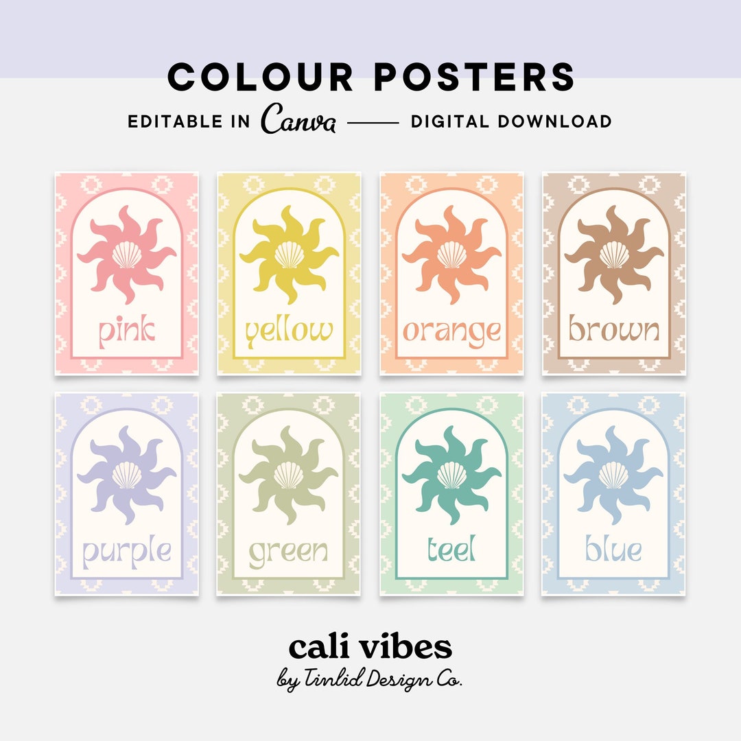Printable Colour Posters, Classroom Display, Editable Canva Class Decor ...