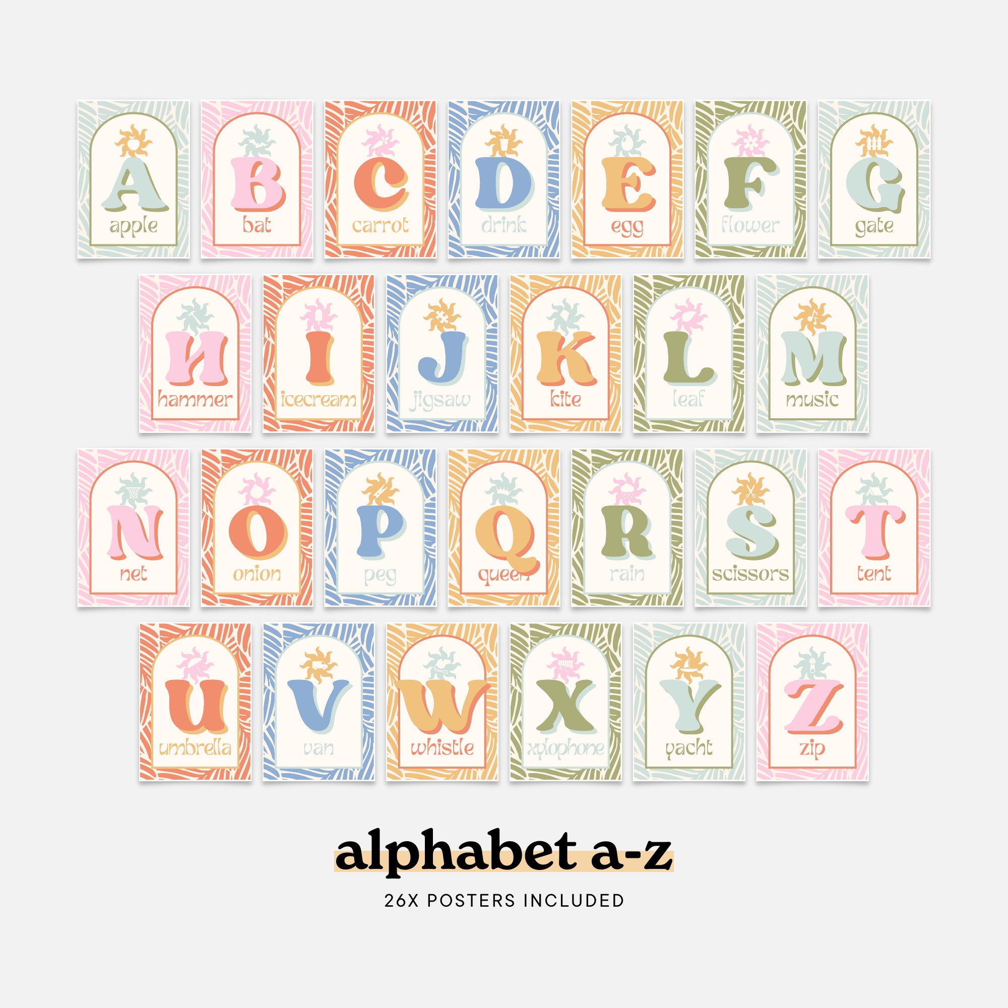 Printable Alphabet Posters, Classroom Display, Editable Canva Class ...