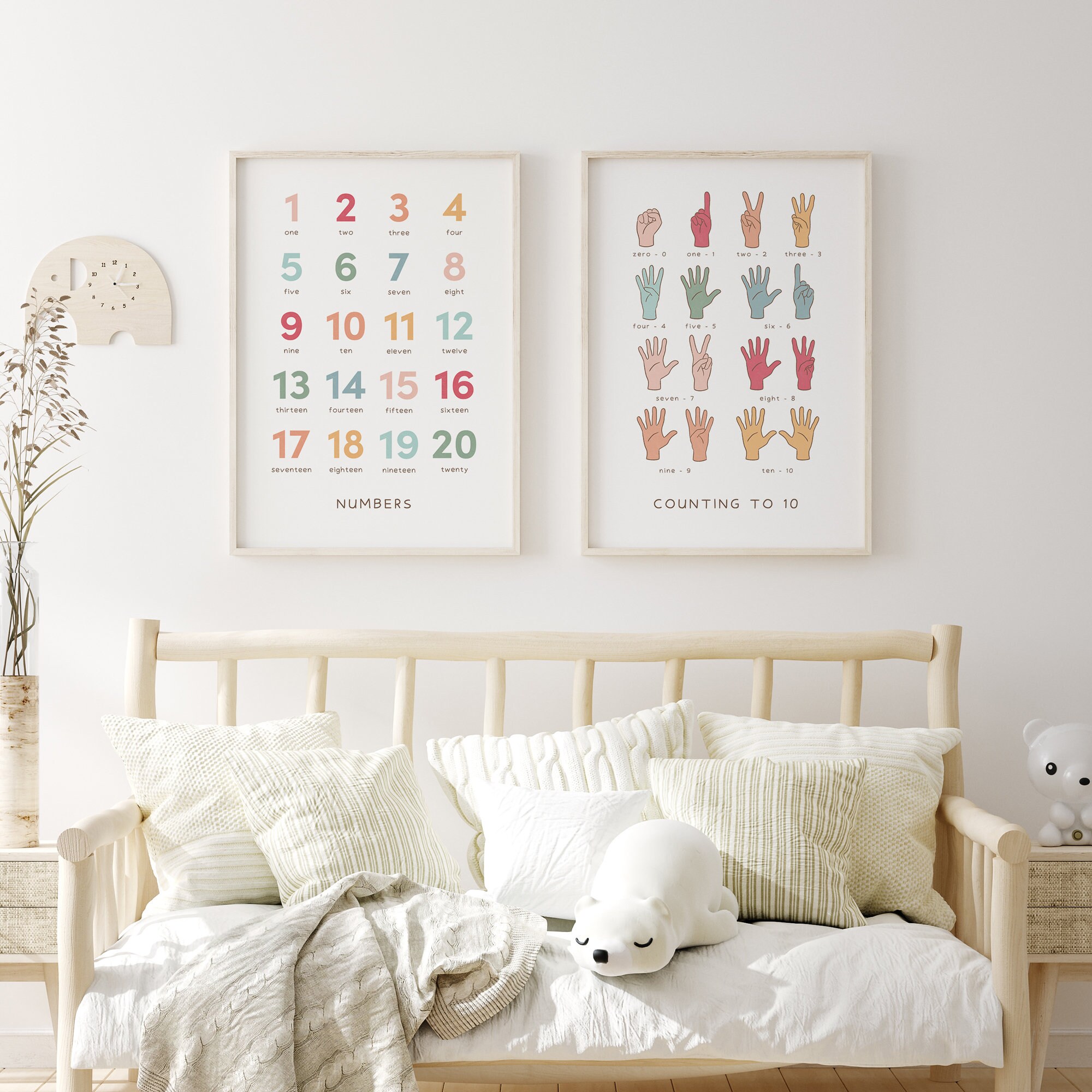 Rainbow Number Poster, Counting Poster Bundle Rainbow Classroom Print ...