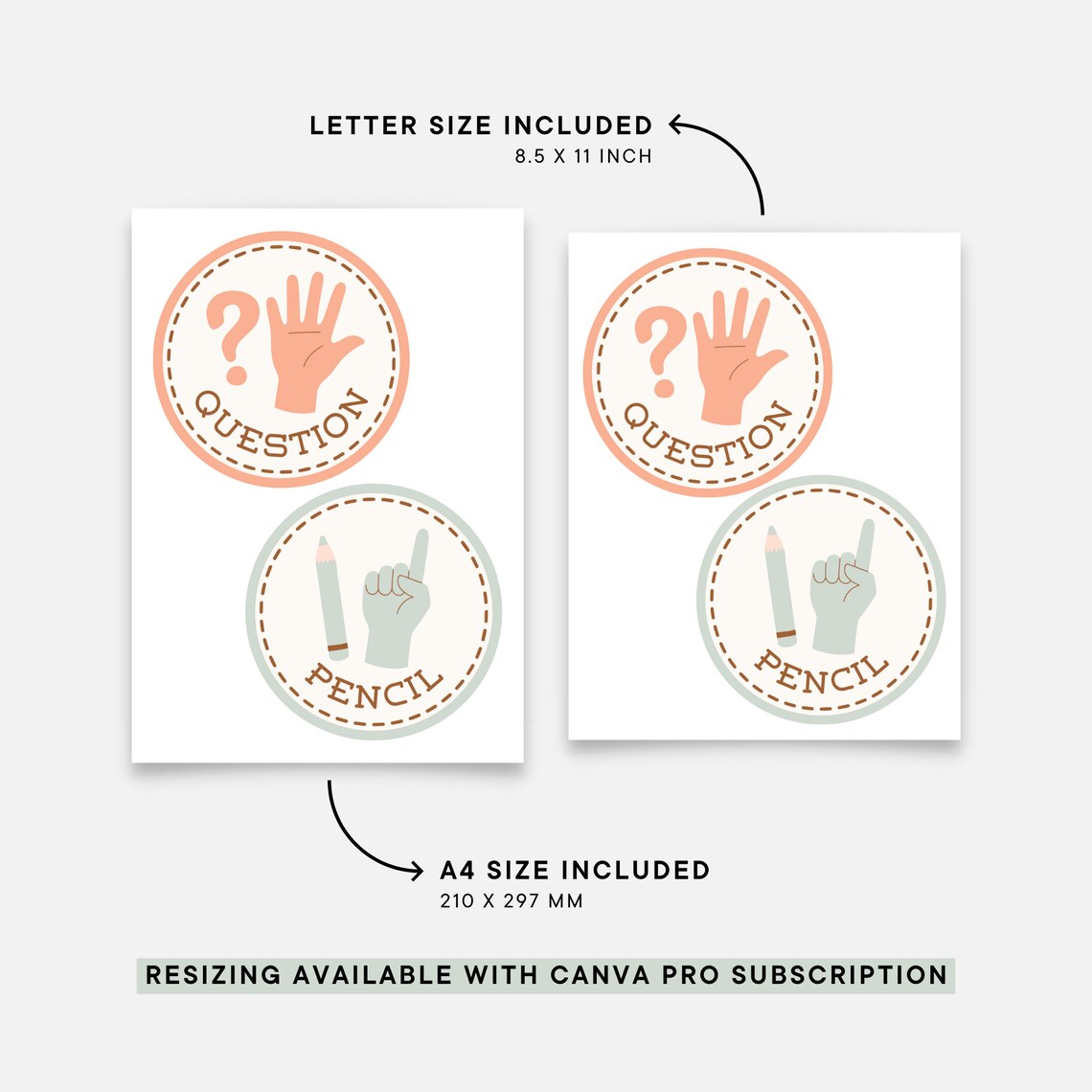 Printable Classroom Hand Signal Posters Editable Canva - Etsy