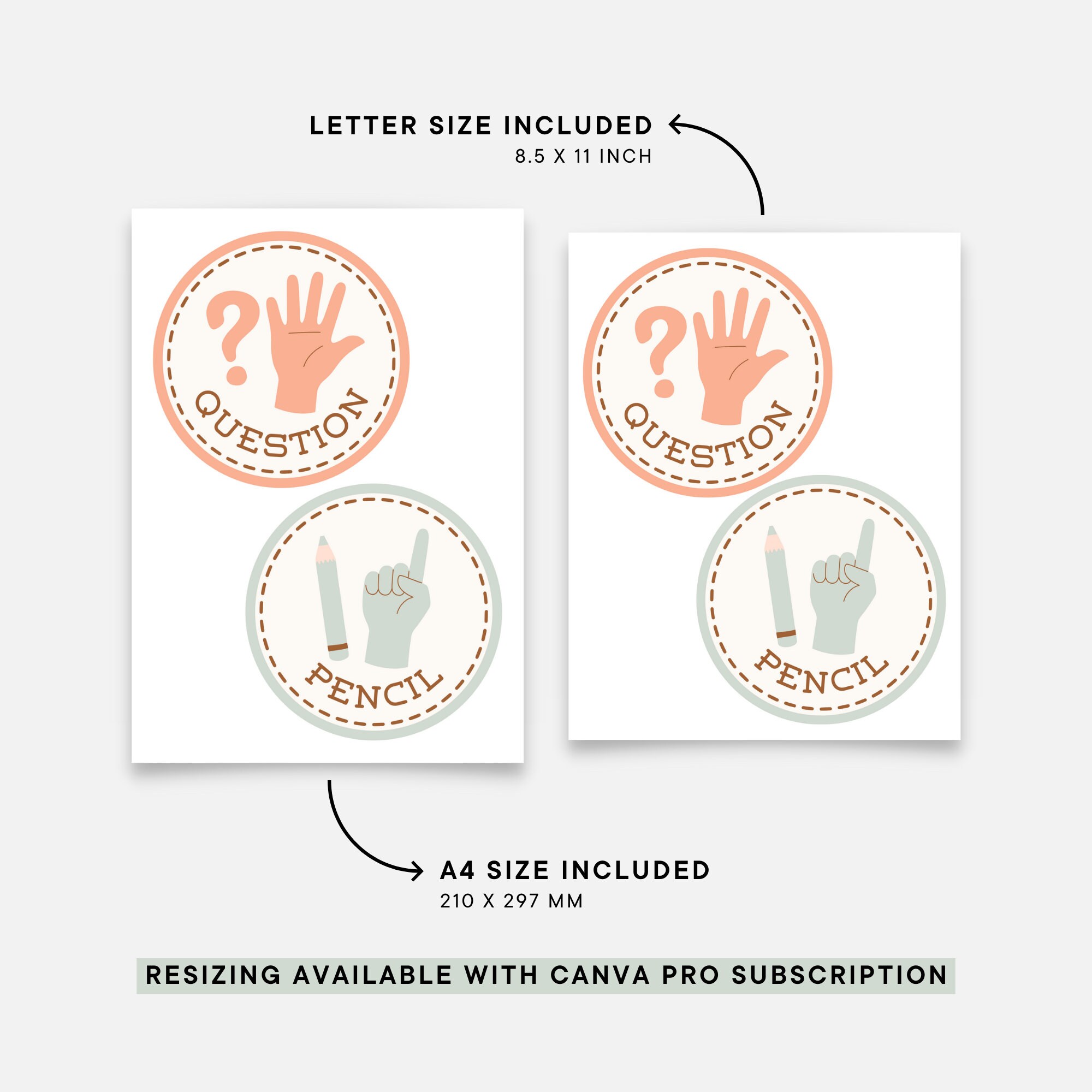 Printable Classroom Hand Signal Posters, Editable Canva Template ...