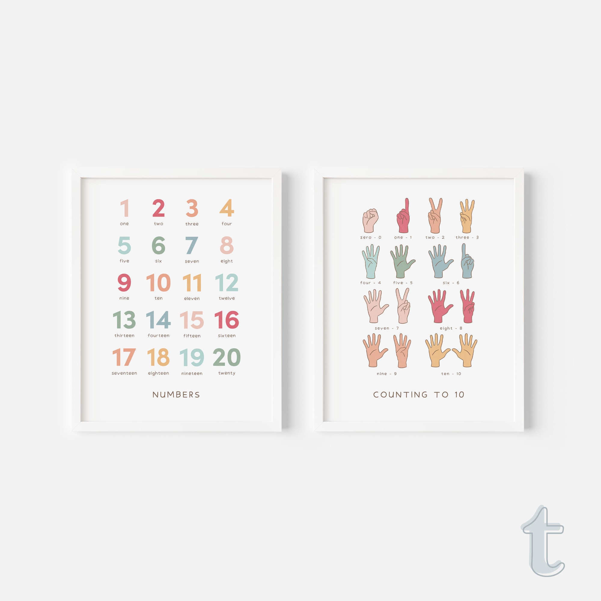 Rainbow Number Poster, Counting Poster Bundle Rainbow Classroom Print ...