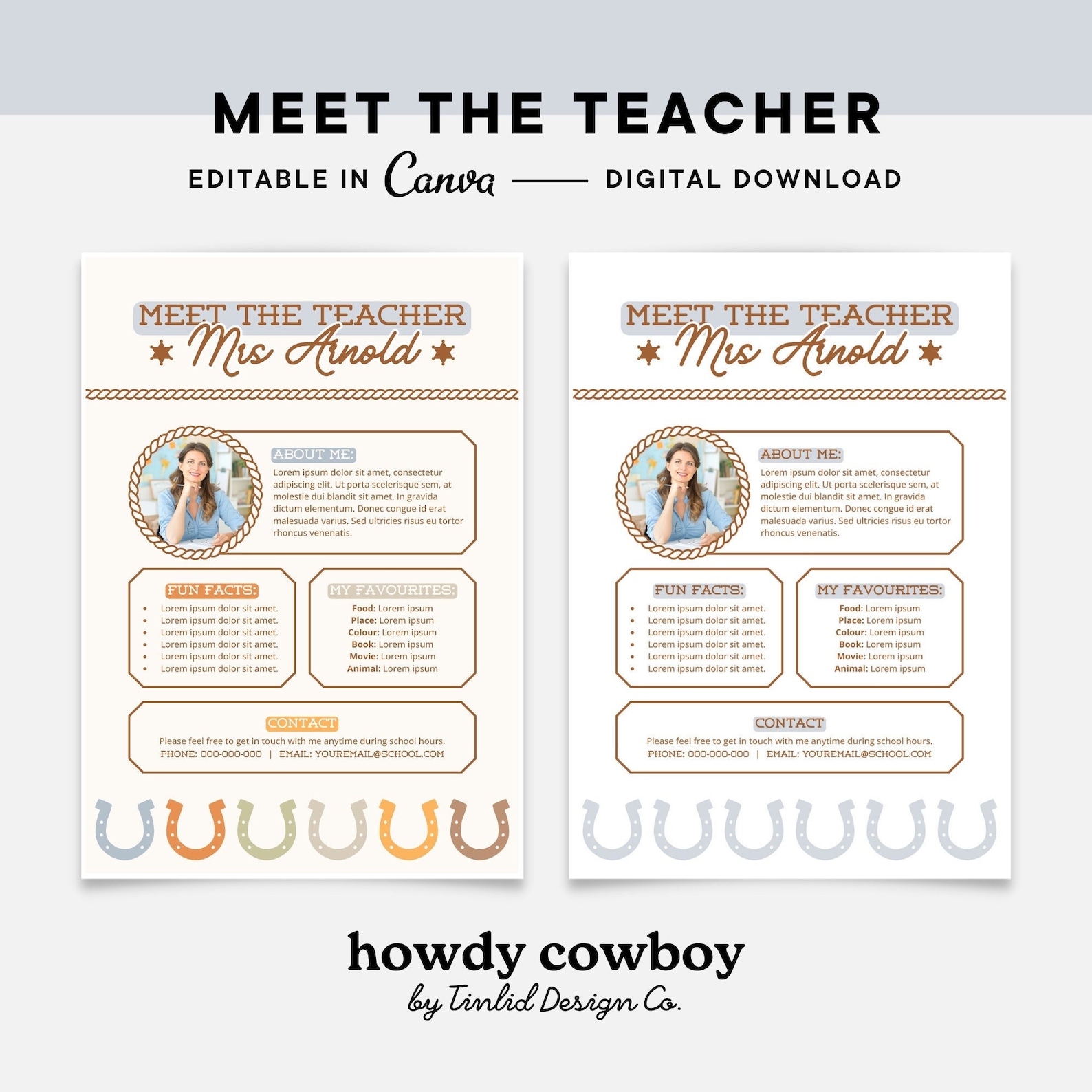 Western Meet the Teacher Flyer: Editable Canva Template (digital ...