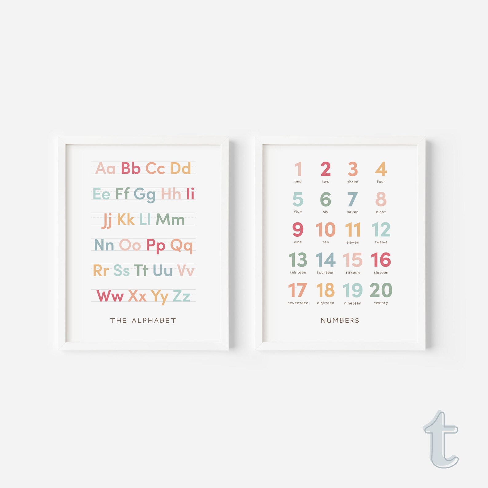 Rainbow Alphabet Poster Numbers Poster ABC Print 1-20 - Etsy Australia