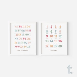 Rainbow Alphabet Poster, Numbers Poster, ABC Print, 1-20 , Counting ...