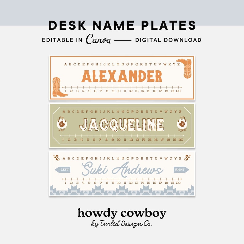 Printable Classroom Desk Plates, Student Name Tags, Editable Canva ...