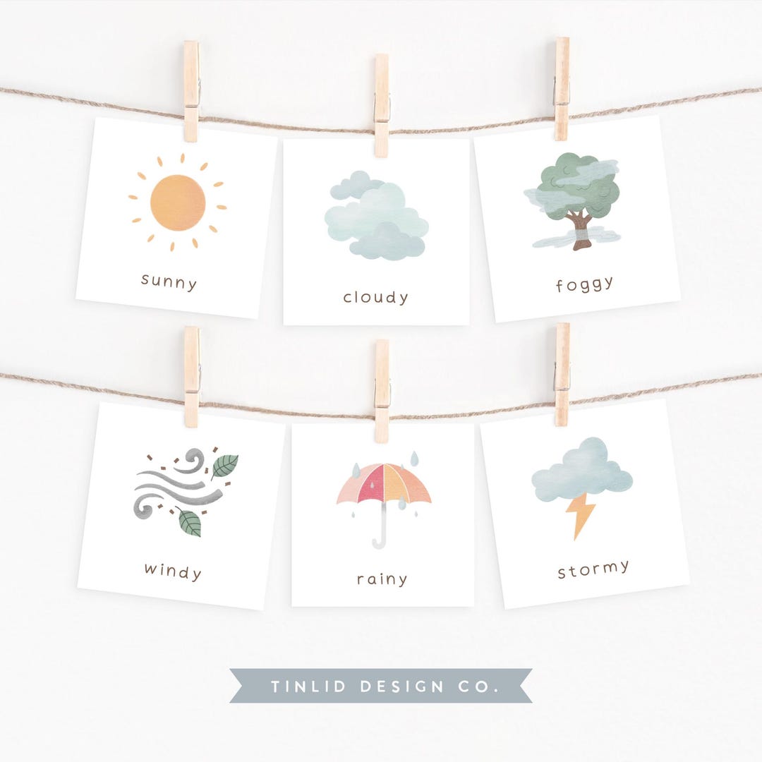 Weather Flash Cards, Educational Flashcards, Montessori Materials ...