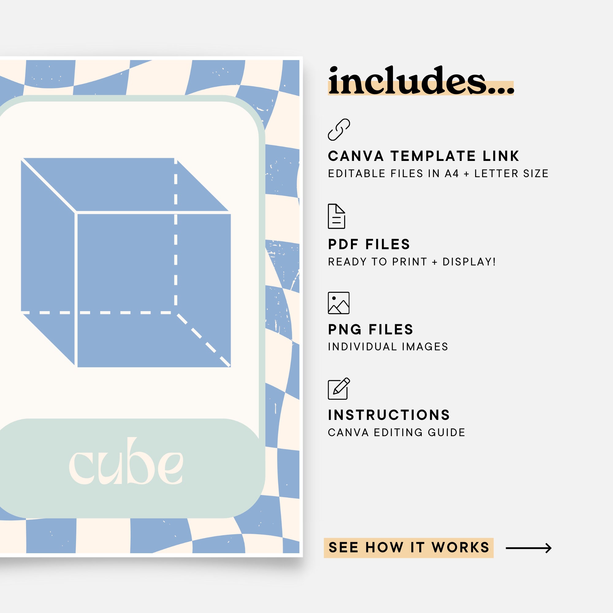Retro Classroom Shape Posters: Editable Canva Templates (digital ...