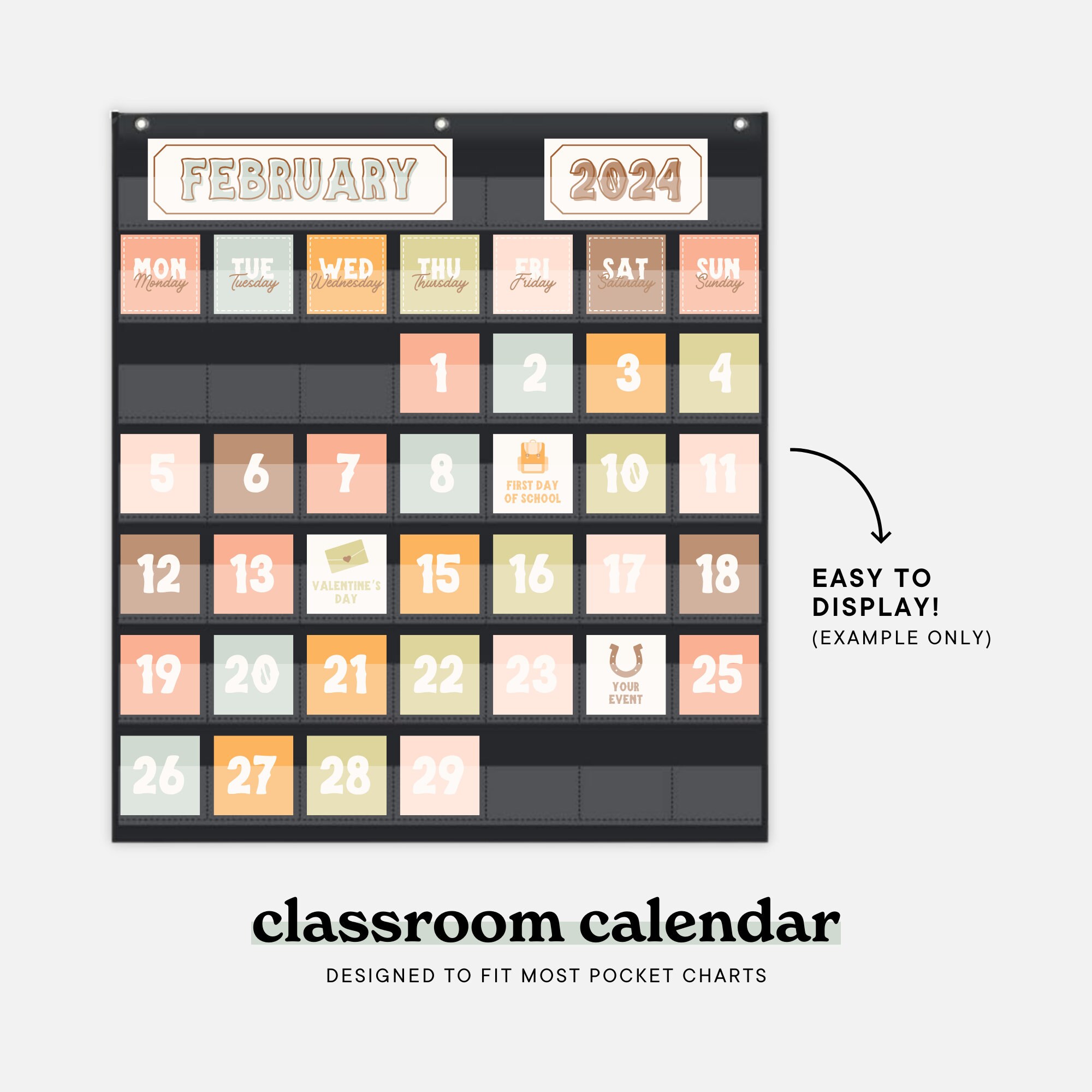 Printable Classroom Calendar, Pocket Chart Calendar, Editable Canva ...