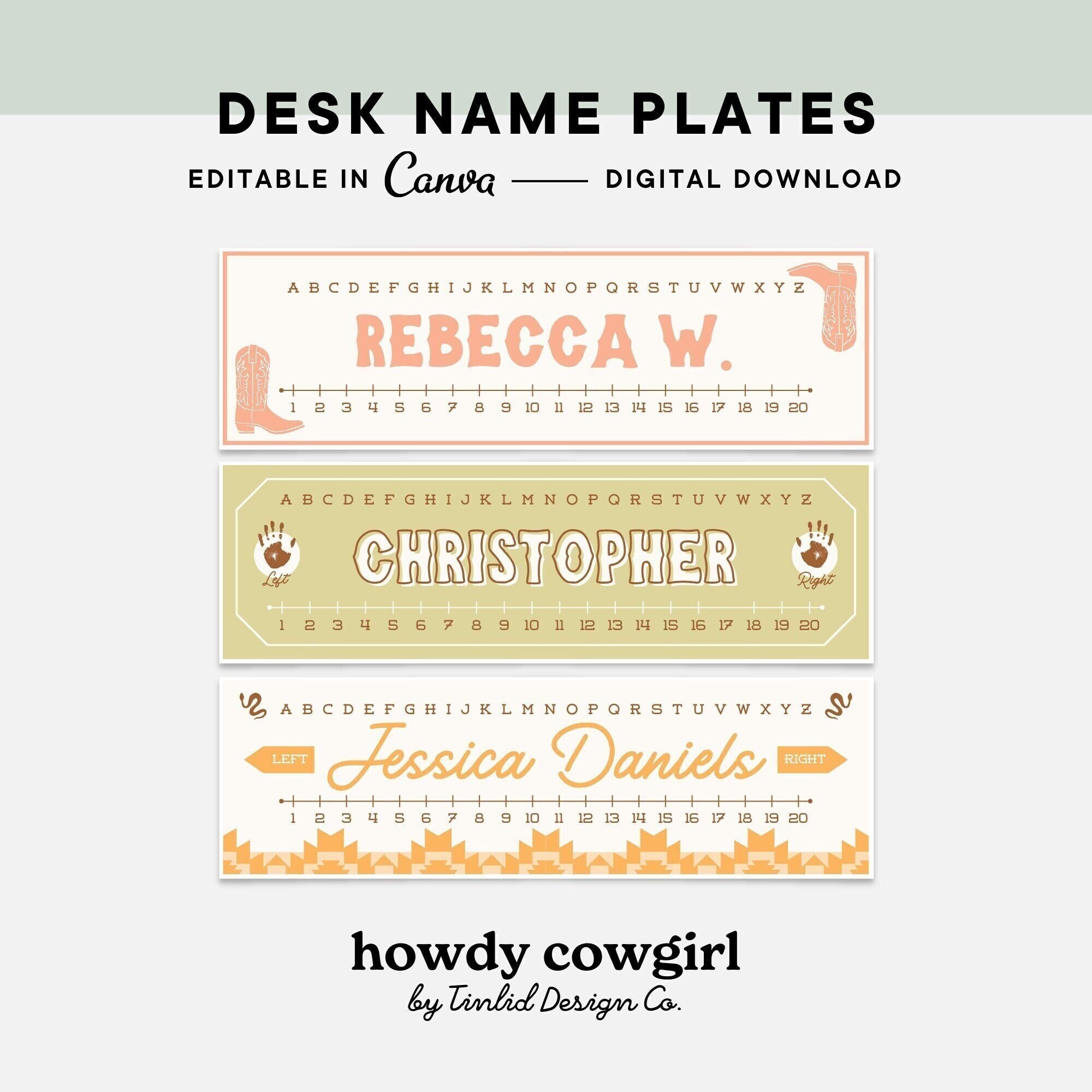 Printable Classroom Desk Plates, Student Name Tags, Editable Canva ...