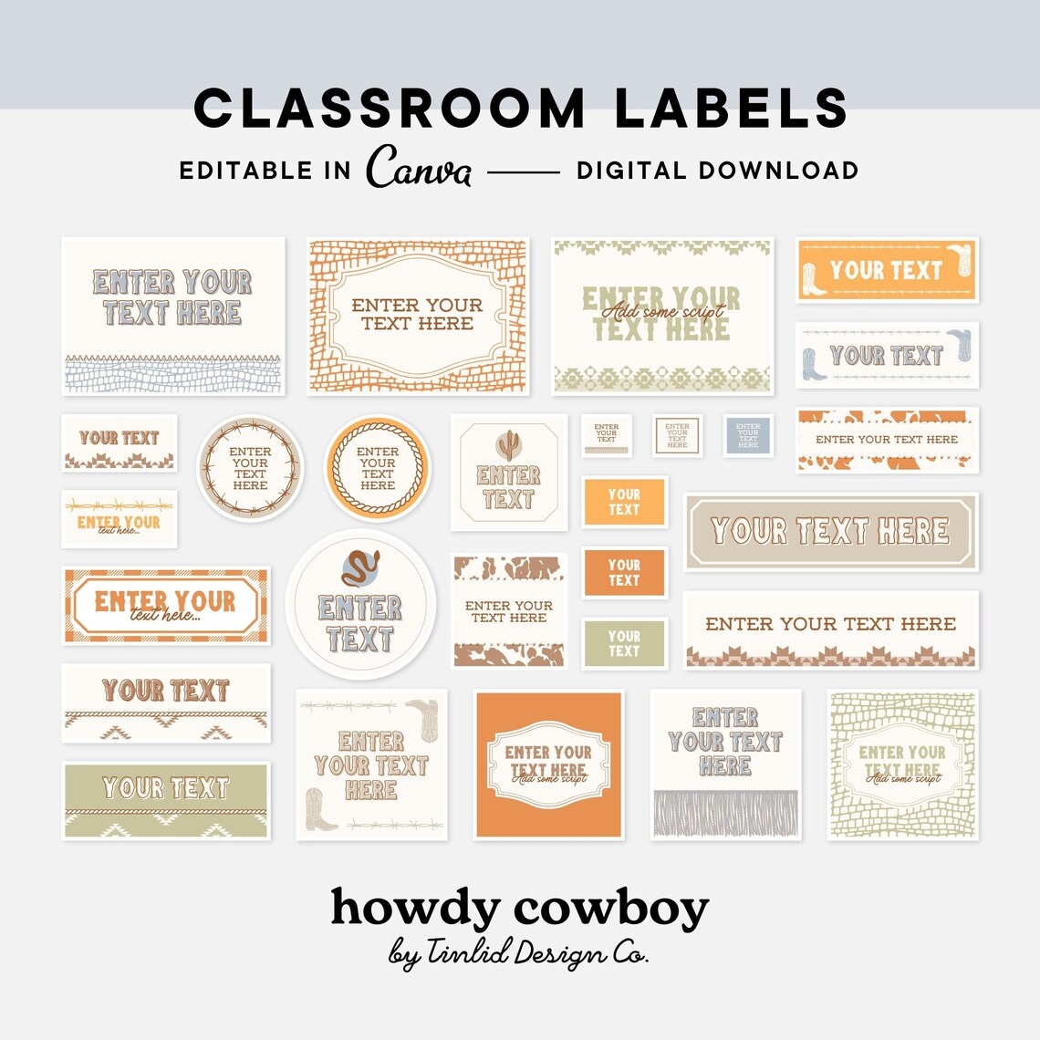 Western Classroom Labels: Editable Teacher Toolbox, Canva Templates ...