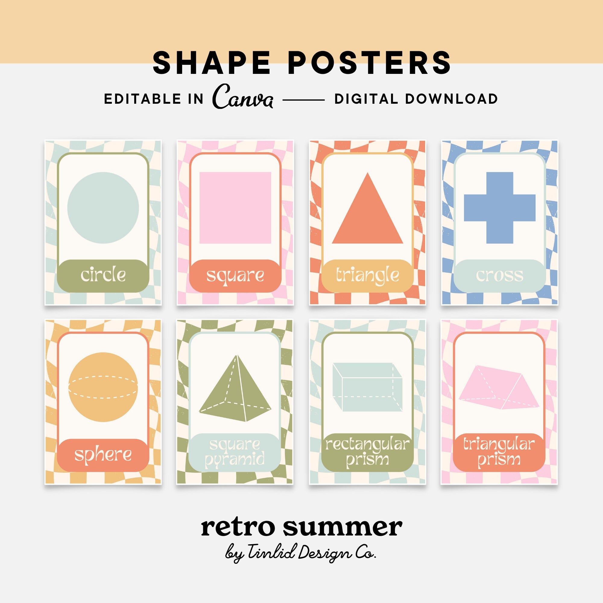 Printable Shape Posters, Classroom Display, Editable Canva Class Decor ...